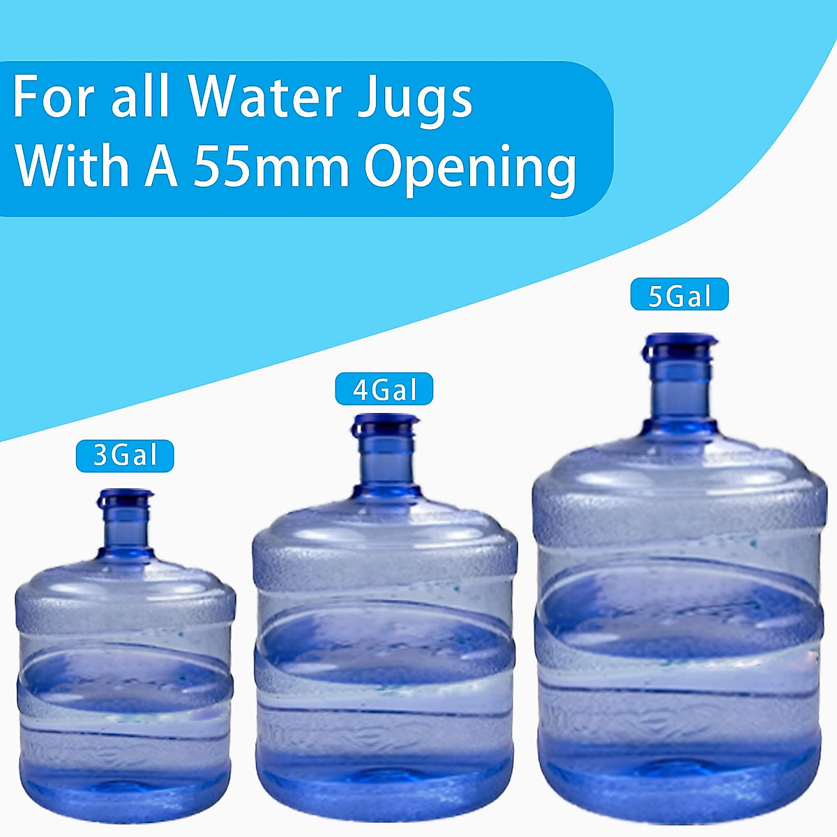 TLSTGO 8 PCS 5 Gallon Water Jug Cap, Silicone Reusable Replacement 5 Gallon Water Bottle Caps, Non-Spill 55mm Water Bottle Caps, for Water jug 5 Gallon and 3 Gallon Water Jug