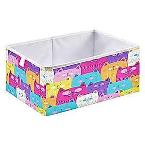 Kigai Cute Cat Cube Storage Bins - 11x11x11 In Large Foldable Storage Basket Fabric Storage Baskes Organizer for Toys, Books, Shelves, Closet, Home Decor