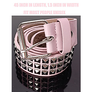 Punk Studded Belt for Women Rock Threads Goth Stud Pyramid Gothic Clothing (Pink)