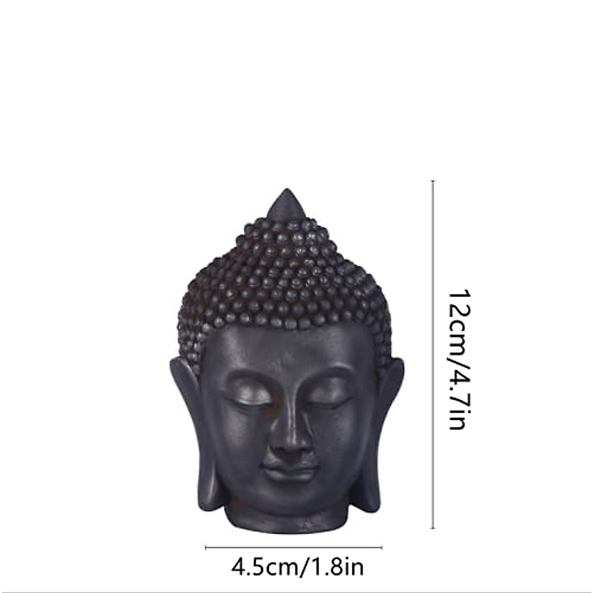Resin Buddha Head Statue, Meditating Buddha Figurine Ornament Buddhist Supplies for Home Decoration