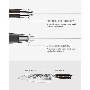 BRODARK Japanese Chef Knife, Damascus Chef Knife 8 inch with Japanese VG-10 Steel Core, Ultra-Sharp Professional Kitchen Knife, Handcrafted with Ebony Wood Handle, Holiday Gifts