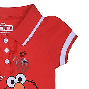 Sesame Street Elmo Girls’ Polo Dress for Infant and Toddler – Red/White