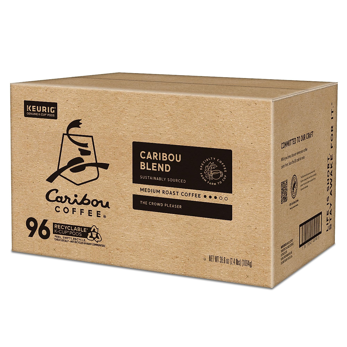 Caribou Coffee Caribou Blend, Single-Serve Keurig K-Cup Pods, Medium Roast Coffee, 24 Count (Pack of 4)