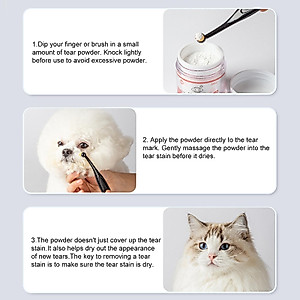 DUDOK 1/2 Tear Stain Remover, Gentle Absorbing Pet Eye Care Powder, Dog Tear Stain Powder with Brush | User Friendly Pet Tear Stain Prevention Powder, Cats Tear Remover Powder for Kitten
