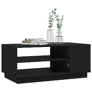QJBSAVVA Coffee Table Black 40.2"x21.7"x16.9" Engineered Wood,Floor Standing Table Table for Living Room Cocktail Table Suitable for Meeting Rooms, Reception Rooms, Offices