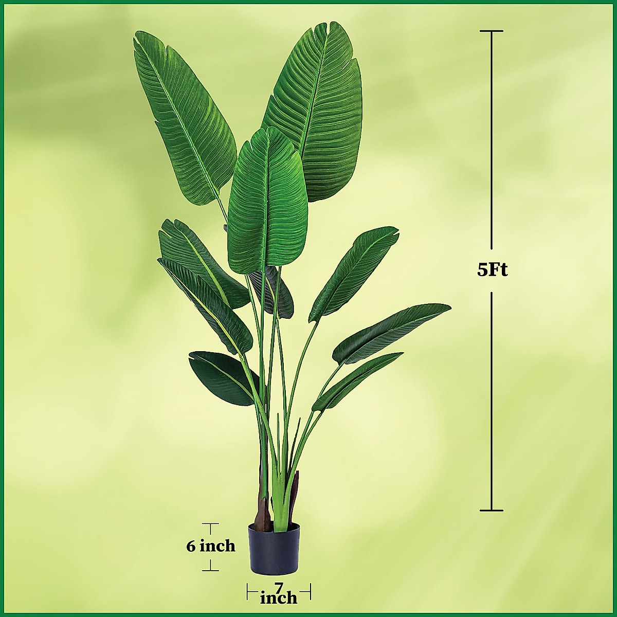 One 5 Foot Artificial Silk Bird of Paradise Palm Tree Potted Plant