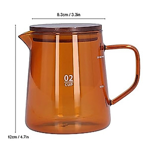 Glass Coffee Pot Server, Clear Tea Pot Coffee Carafe Glass Teapot Restaurant Coffee Server Glass Teakettle with Wood Lid for Cafe 500ml (Brown)