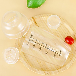 FEOOWV Upgraded Four-stage Plastic Cocktail Shaker, Hand Drink Mixer, Boba Tea Shaker Cup with Scales, Bar Tool Transparent (1, 17oz)