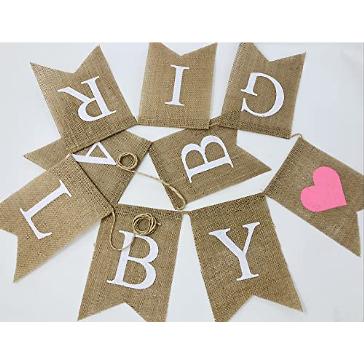 Shimmer Anna Shine Baby Girl and Gifts Burlap Banner for Baby Shower Decorations and Gender Reveal Party (Pink Hearts)