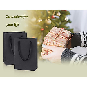 driew Gift Bags Black 50 Pack, Black Paper Gift Bags with Cotton Handle 5x2x7.5 inches Party Gift Bags