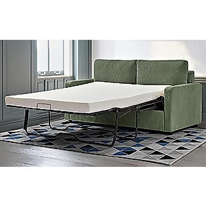 Container Furniture Direct Reversible Sleeper Sofa with Memory Foam Mattress, Comfortable and Durable Queen Size Bed Couch for Living Rooms, Upholstered with Corduroy Fabric, 70" Wide, Dark Green