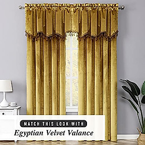 Regal Home Collections Egyptian Velvet Curtains 2-Panel Set - Gold Velvet Curtains Rod Pocket - Velvet Drapes - Black Out Curtains 2 Panels (54in W x 84in L - 2 Panels, Gold)