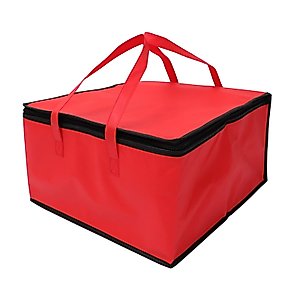 Hemoton Insulated Food Deliverry Bag Meal Grocery Tote Insulation Bag Pizza Carrier Insulated Bags for Hot and cold Food, 14 inch Warming Bag, Red