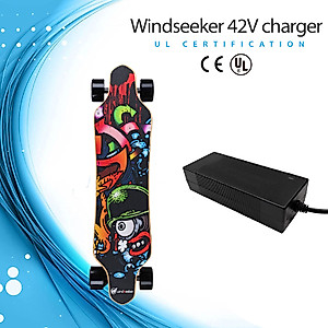 42V 2A Battery Charger Power Adapter, Windseeker Charger PowerFast Inline Connector for 36V/10S Electric Bike and Electric Skateboard Lithium Li-ion Battery