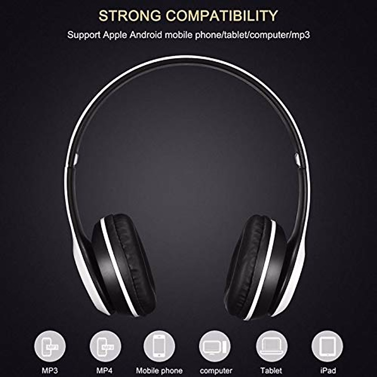NCR P47 5.0+ EDR Wireless Rechargeable Bluetooth Over-Ear Headphones, Foldable Headset with Mic (Black)