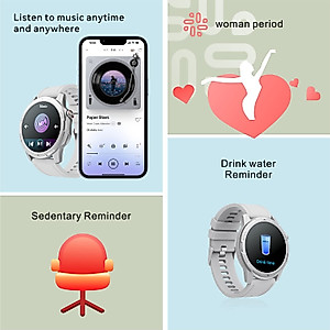 GYMROAD Smart Watch with Receive & Dial, Fitness Tracker Waterproof Smartwatch for Android iOS Phones 1.32" HD Full Touch Screen Digital Watches with Heart Rate Sleep Monitor Pedometer, Black (White)