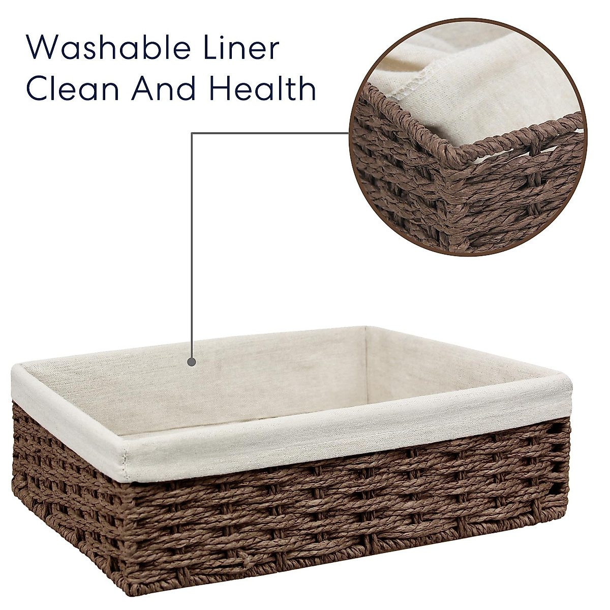 3 PCS Handmade Wicker Baskets for Organizing Storage Basket Set, Boho Decorative Bins, Over Toilet Paper Reserve Holder for Closet, Bedroom, Bathroom, Entryway, Office (grey)