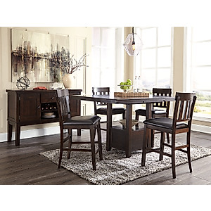 Signature Design by Ashley Haddigan Traditional Rectangular 36" Counter Height Dining Extension Table, Dark Brown