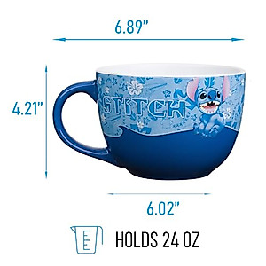 Silver Buffalo Lilo and Stitch Wavy Style Ceramic Soup Mug, 24-Ounces