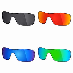 Mryok 4 Pair Polarized Replacement Lenses for Oakley Turbine Rotor Sunglass - Stealth Black/Fire Red/Ice Blue/Emerald Green