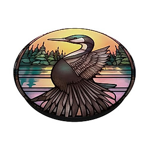 Loon Bird Stained Glass PopSockets Standard PopGrip