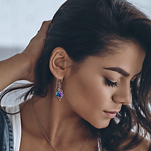 Body Candy Handcrafted 925 Silver Purple Dichroic Drop Dangle Earrings Created with Crystals