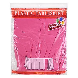 Plastic Table Skirt, 29 inches by 14 feet | Party Dimensions | Hot Pink