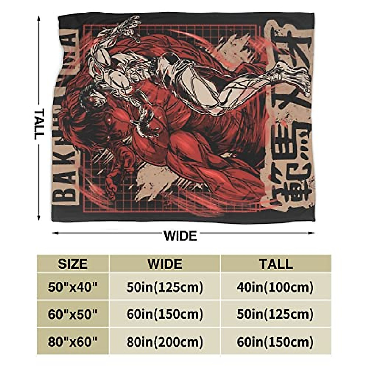 Baki The Grappler Ultra-Soft Micro Fleece Blanket Super Soft Throw Blanket Flannel Fleece Blanket for Couch Bed Sofa Travelling Camping 80"x60"
