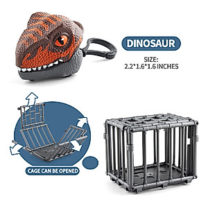 DINOBROS Dinosaur Pull Back Car Toys Finger Biting Dino Chomper 6 Pack Jurassic Dinosaurs Snap On Backpack Keychain Grabber Gadgets for Kids 3 4 5 6 7 Year Old