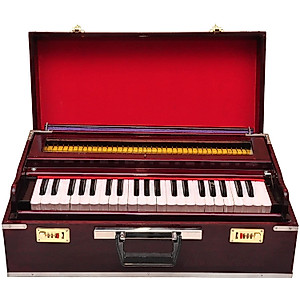Original Superbrass American Pinewood 9-Stopper 3½ Octaves Portable Folding Indian Harmonium with Special Reeds + Fiberglass Case