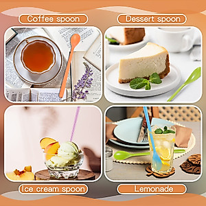 Lallisa 8 Pcs Iced Tea Spoons Long Plastic Ice Handle Spoon Colorful Teaspoons 8.9" Coffee Stirring Spoons Long Handle Spoon Long Teaspoons for Mixing Ice Cream Honey Sundae Hot Chocolate Cocktail