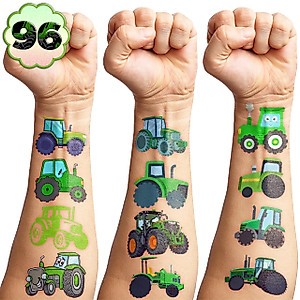 Tractor Temporary Tattoos for Kids Themed Birthday Party Supplies Decorations Party Favors Super Cute 96PCS Tattooos Sticker Gift for Boy Girls Prizes Christmas