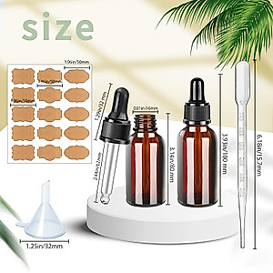 Teenitor Eye Dropper Bottles with Funnels & Plastic Transfer Pipettes & Labels, 30ml Glass Tincture Bottles, Glass Dropper Bottles, Amber Dropper Bottles For Essential Oil