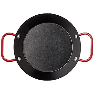 IMUSA USA Paella Pan, 6", Black with Red Handles