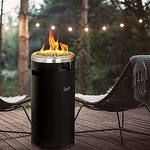 BALI OUTDOORS 15 inch Round Gas Fire Pit, Patio Fireplace, Propane Fire Column with Blue Fire Glass for Outdoor Backyard Garden