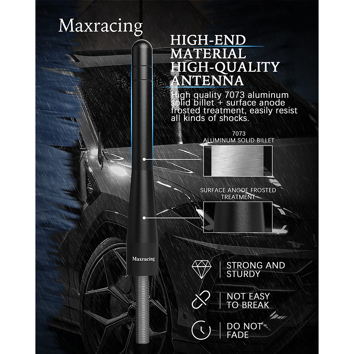 MAXRACING Short Aluminum Antenna Compatible with CCL17-10-AL30-B2-PS