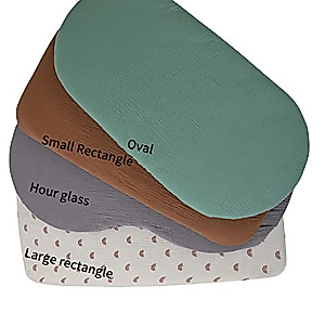 Muslin Bassinet Sheets 2 Pack Set for Baby Boy and Girl, 100% Muslin Cotton Fitted Sheet for Oval Hourglass and Rectangular Bassinet Mattress, Grey and Green