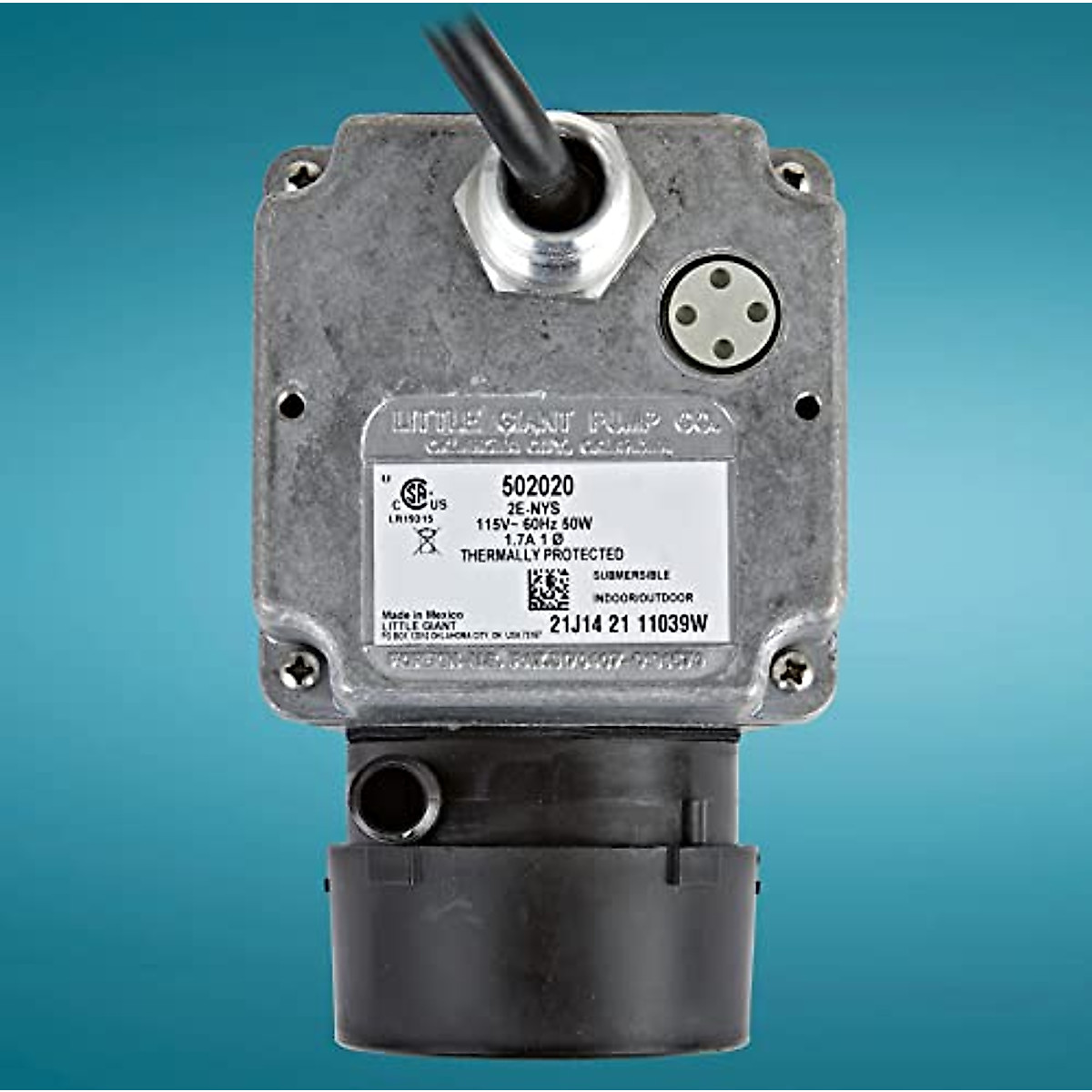 Little Giant 2E-NYS 115 Volt, 1/40 HP, 300 GPH, Cast Aluminum Submersible Parts Washer Pump for Unheated Stoddard Solvent or Deodorized Kerosene with 6-Ft. Power Cord (Plug-less), Grey, 502020