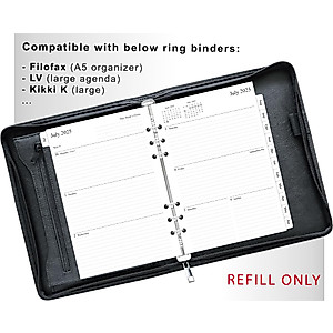 2023 Weekly & Monthly Planner Refill for A5 Ring Binder, 5-1/2" x 8-1/4", from January 2023 to December 2023, 6-Hole Punched