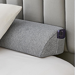 Qucover Headboard Wedge Pillow Queen, 2-Sections Viscose Fiber Polyester Bed Wedge Pillow for Headboard Grey, Between Mattress and Headboard Wedge Pillow Gap Filler (0-7"), 60"x8"x6"