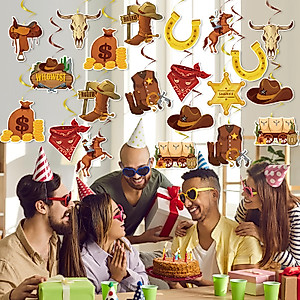 Gameza West Cowboy Party Decorations - 32PCS Western Party Decorations Hanging Swirls Wild West Cowboy Rodeo Theme Birthday Party Decorations Cowboy Baby Shower Party Decorations Supplies