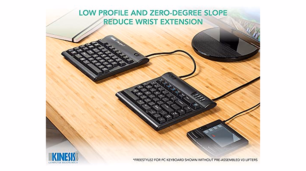 KINESIS Freestyle2 USB-C Ergonomic Keyboard w/ VIP3 Lifters for PC (9 ...