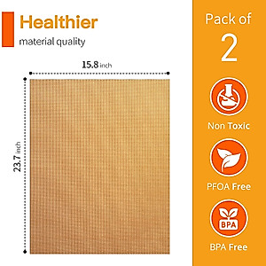 SKYBD 2 Pack Oven Liners for Bottom of Oven, Reusable - Heavy Duty Non-stick Teflon Mats 16"x 24", Easy to Clean - Electric Gas Oven Floor Protector Liner -Reduce Food Spills and Stuck (Copper, 2)