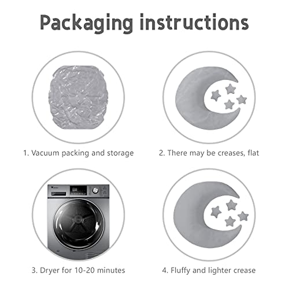Yarstar 1+4pcs Newborn Photography Pillow Set Newborn Posing Photography Prop Moon Star Baby Picture Prop Newborn Photo Props for Babies Newborn Photography Props Baby Moon Nursery Pillow (C-Grey)