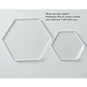 Clear Acrylic Laser Cut Hexagon Sheet, Hexagon Place Cards for Table Numbers, Guest Name, Food Signs and Special Event Decoration and DIY Accessory (3.0")