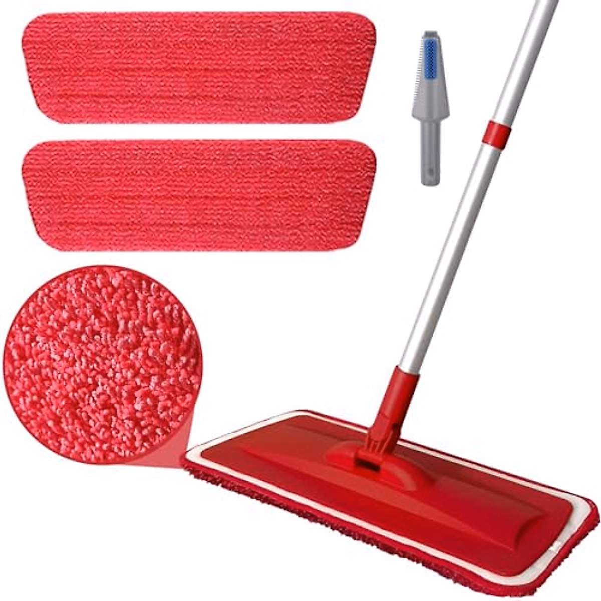 PANDA GRIP Microfiber Floor Mop with Scrubber and 1 Washable Reusable Pads Wet Dry Flat Mop with 360 Degree Swivel Head Dust Mops for Floor Cleaning for Hardwood Laminate Wood Tile