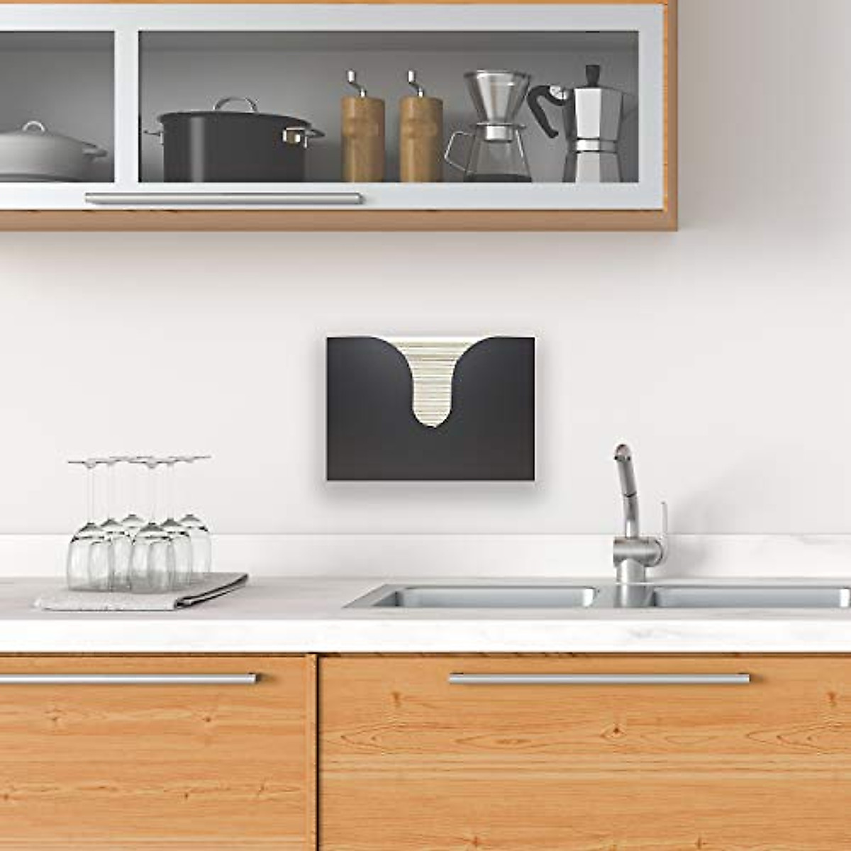 Essentially Yours Acrylic Folded Paper Towel Holder - Wall Mounted or Freestanding | Dispenser for Multifold, Trifold, and C Fold Napkins (Black)