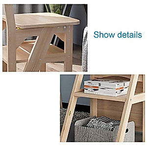 WOMELF Stool Home Step Stools,Stairway Chair with 4 Steps for Home Fashion Solid Wood Folding Chair Multifunction Stepladder Step Stool Step Ladder Fold up Library/Kitchen/Office Steps