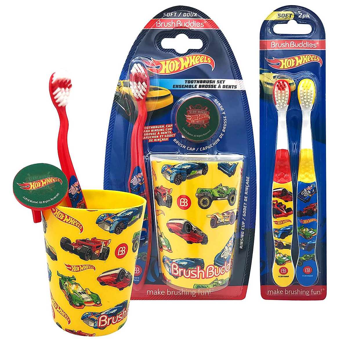 Premium Kids Girls Boys Children Friendly Designed Happy Brushing Time Ultimate Soft Bristle Toothbrush Kit, Manual Toothbrush, Cover Cap, Rinsing Cup, Extra Brushes