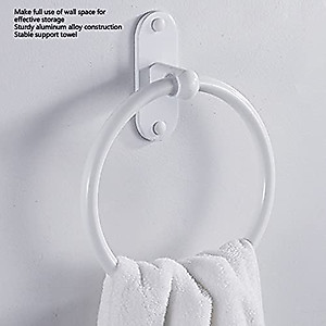 Bathroom Towel Holder, Aluminium Alloy Space Saving White Elegant Style Washroom Hand Towel Rings, Hangers Wall Mount Heavy Duty Storage for Hotel Bathroom Kitchen